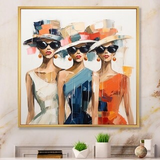 Designart "Woman With Fashion Hats III" Fashion Framed Wall Art Living Room - On Sale - Bed Bath ...